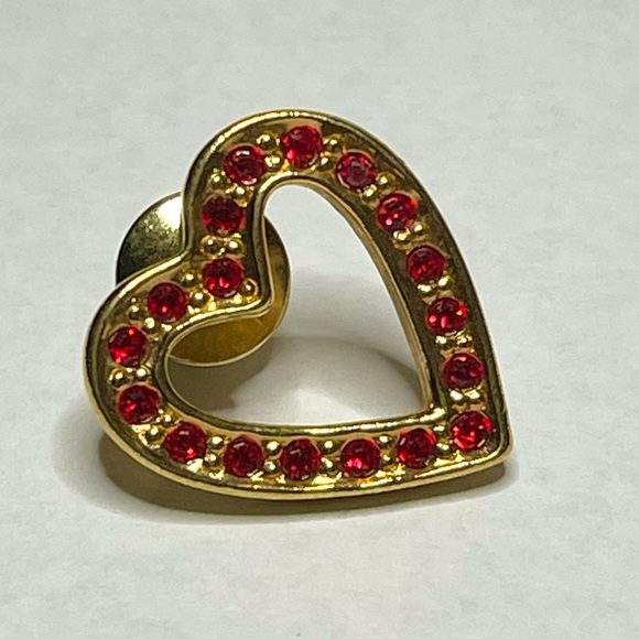 Avon | Jewelry | Vintage Avon Open Heart Brooch Lapel Pin With Ruby ...